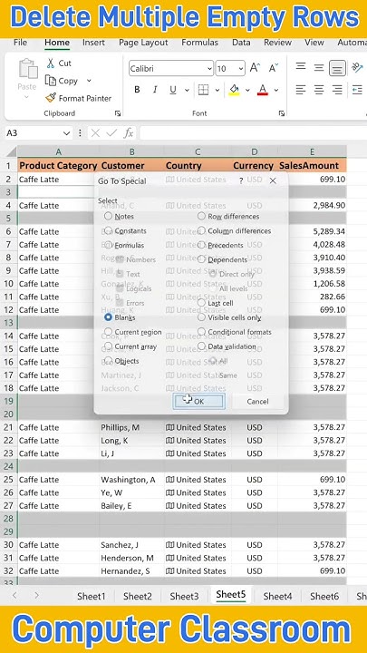 How to Delete Multiple Empty Rows in Excel #exceltips #tutorialexcel #exceltricks - YouTube