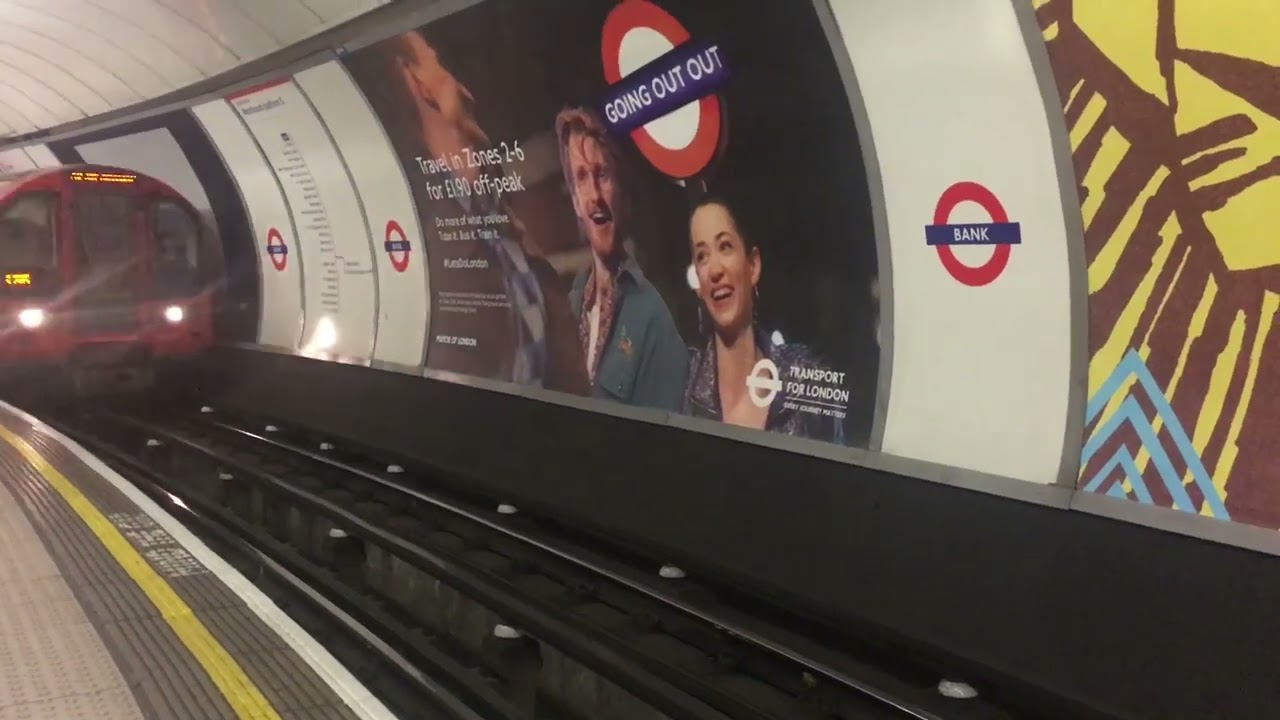 LU: Central line train arrives at Bank - YouTube