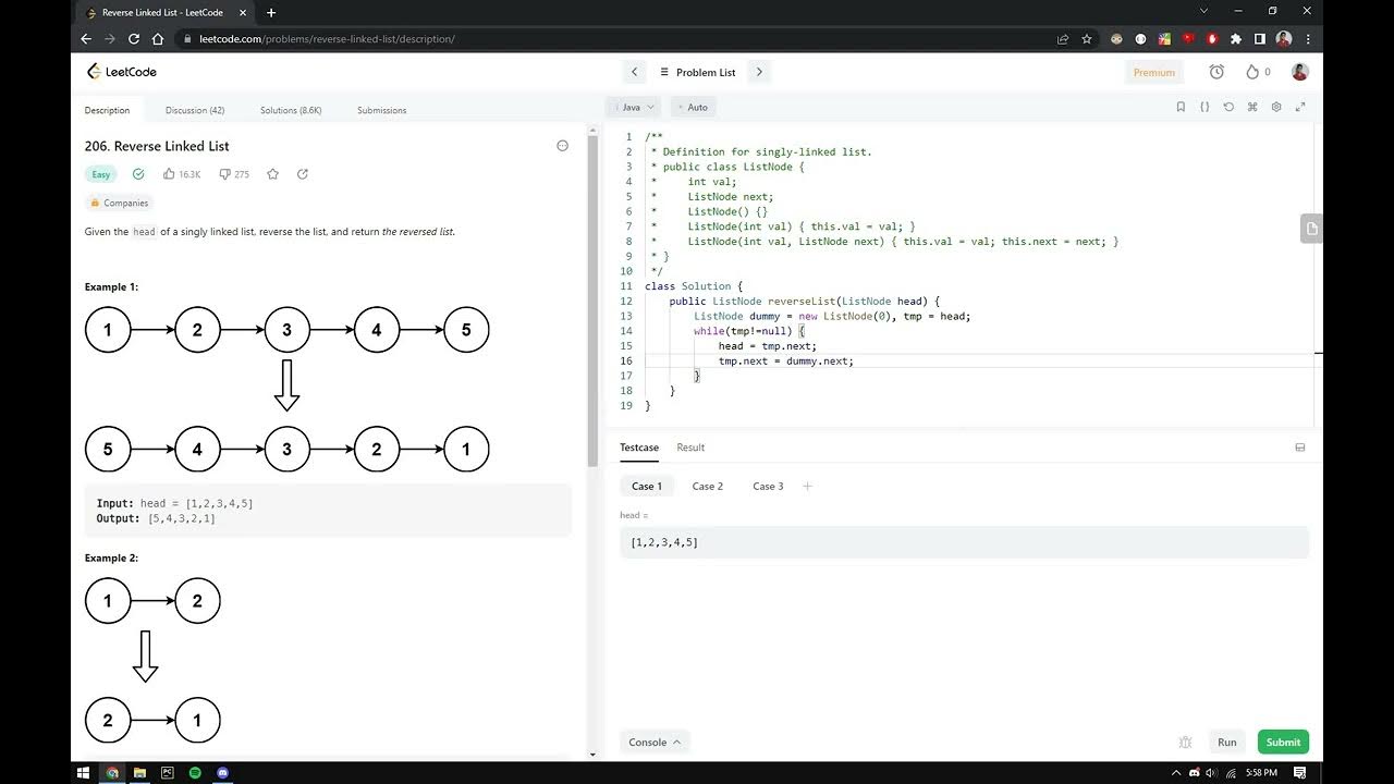 LeetCode Problem "Reverse Linked List"||Competitive Programing With Java @Codolearn - YouTube