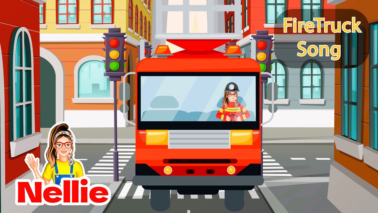 Fire Truck Song For Kids- Nursery Rhymes With Nellie- Fire Fighter Song ...