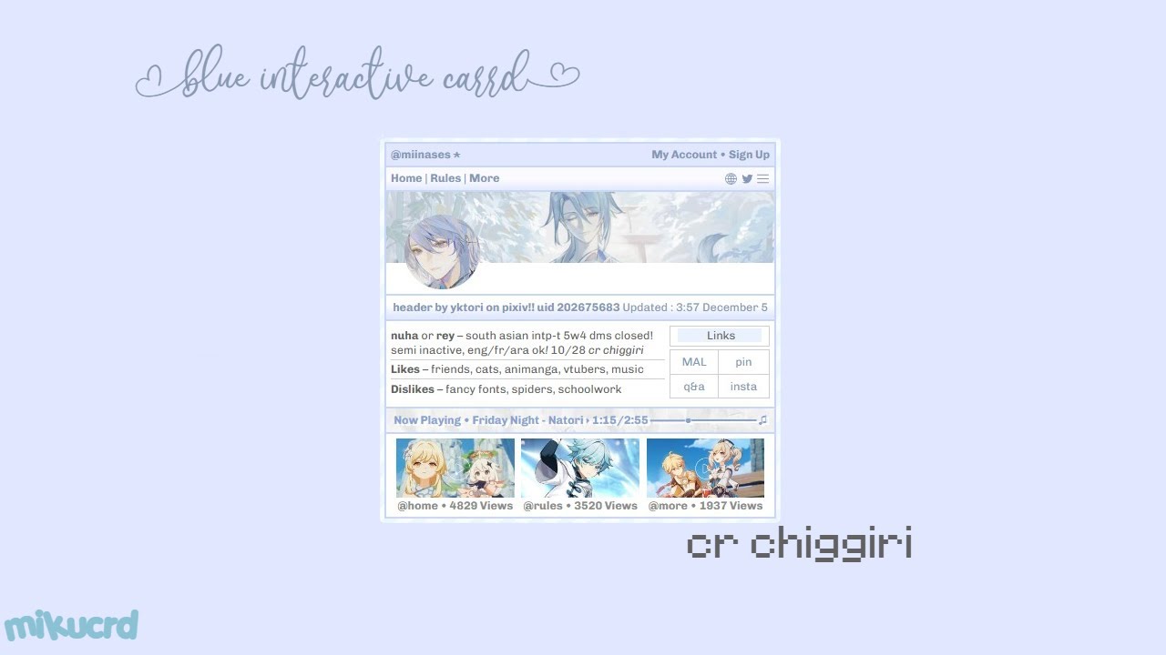 blue interactive carrd 💭 cr chiggiri - YouTube