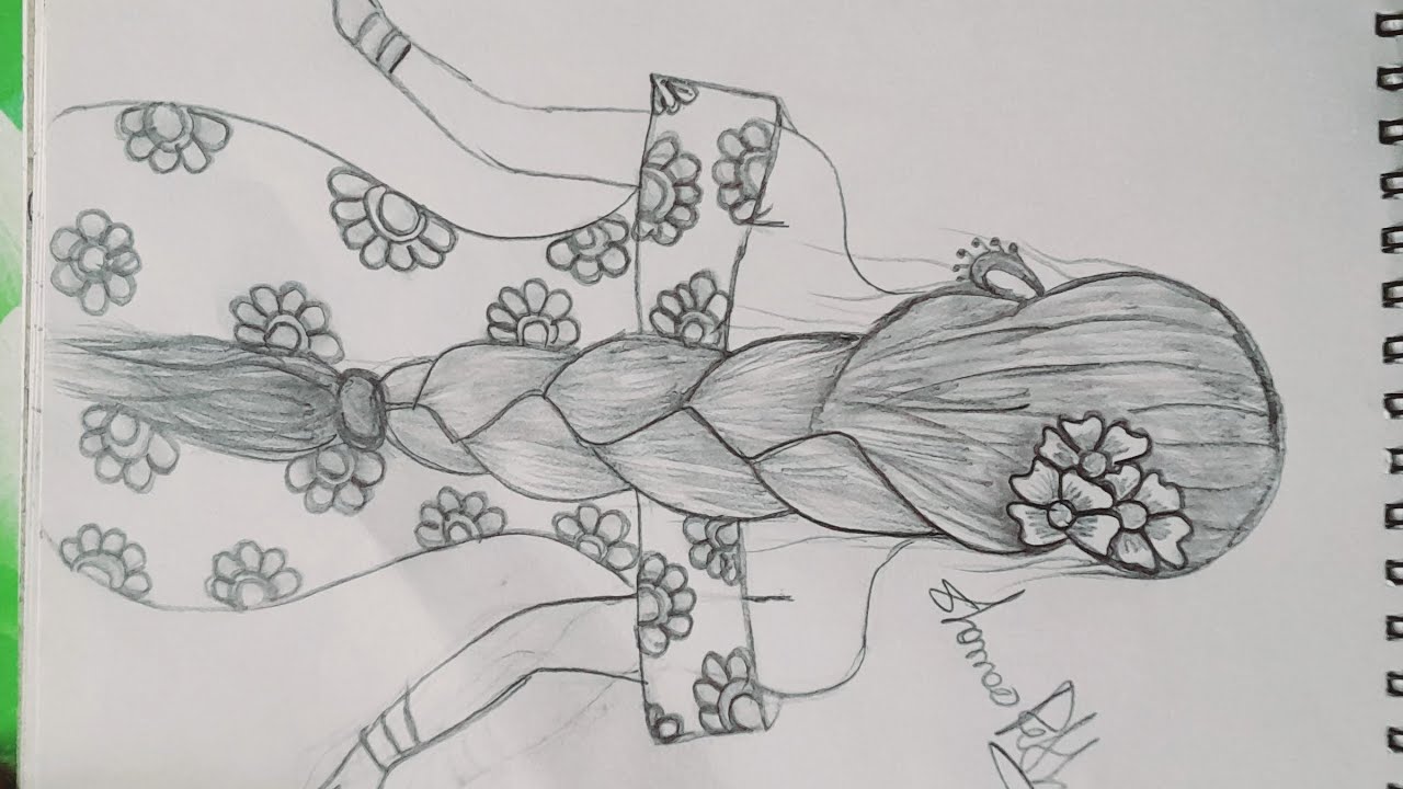 how to draw a back side Beautiful girl art essay trying pencil sketch ...