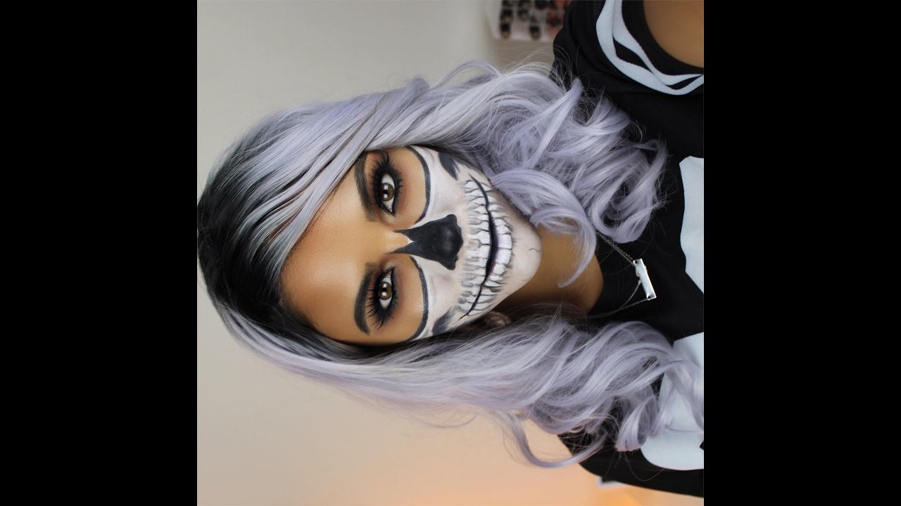 Half Skull Tutorial | Halloween Makeup 2016 - YouTube
