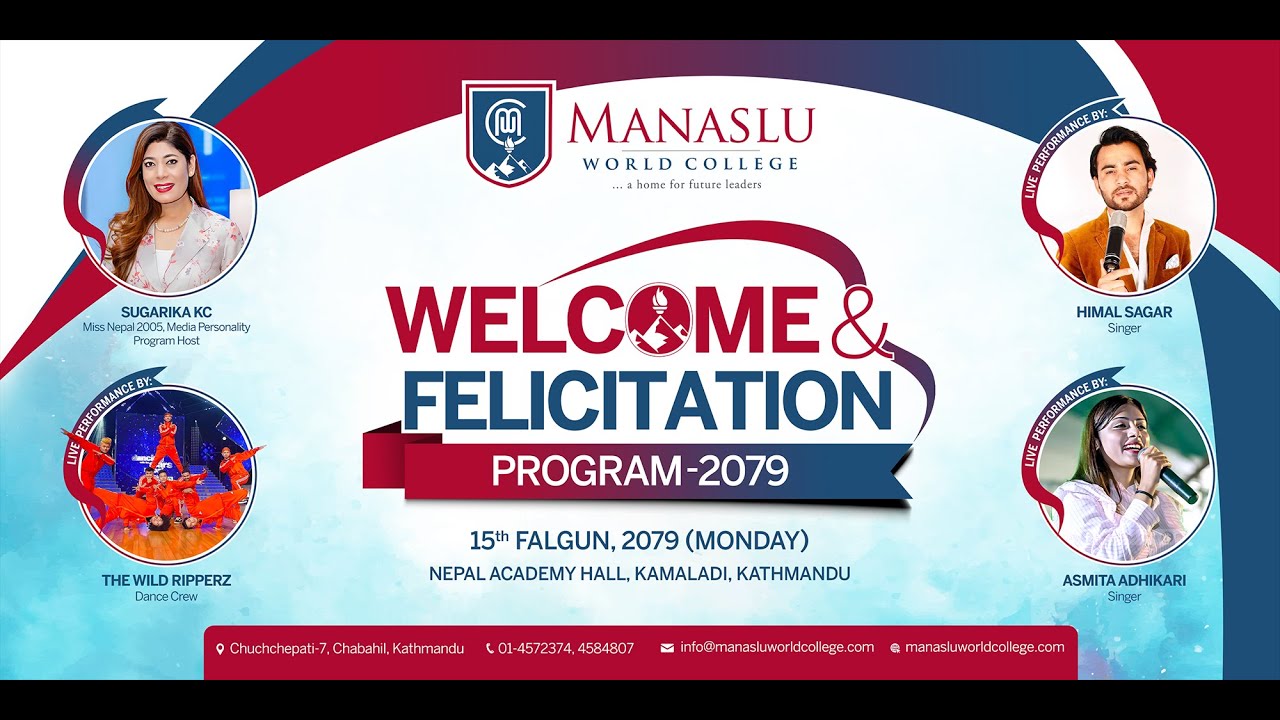 WELCOME FELICITATION PROGRAM - 2079 MANASLU WORLD COLLEGE - YouTube