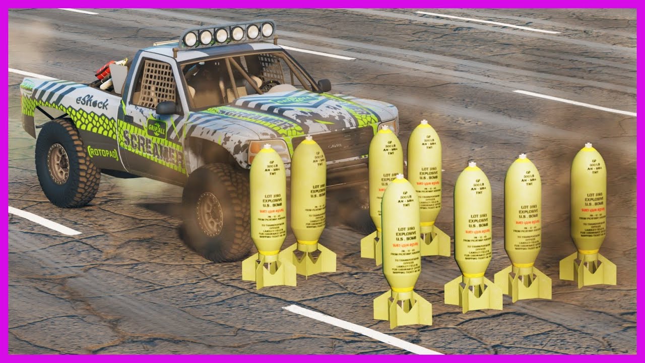 PICKUP TRUCK CRASHES INTO NUCLEAR BOMB !! BeamNG Drive | Crashes - YouTube
