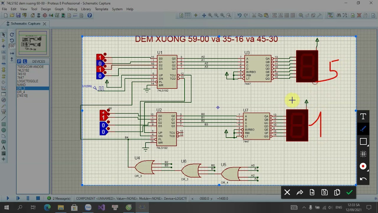 IC 74LS192 đếm xuống từ 59-00 và 35-16 và 45-30 cực dễ hiểu - YouTube