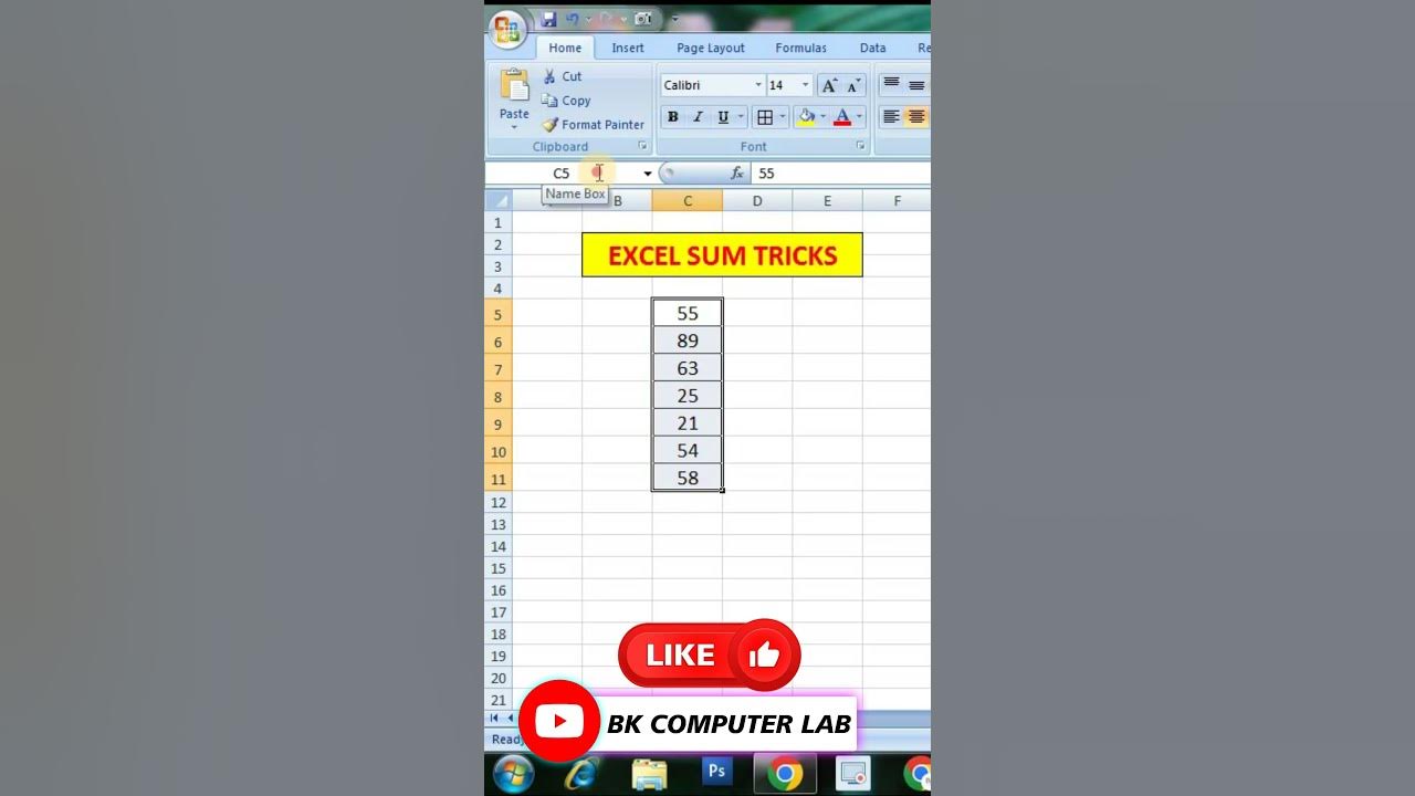 Ms Excel Sum Tricks//How to Use Sum Formula//@BKCOMPUTERLAB #excel #shorts - YouTube