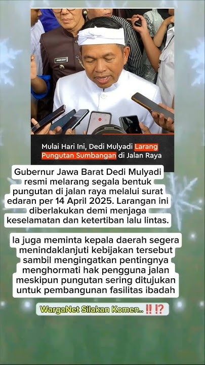 Dedi Mulyadi Larang Pungutan Sumbangan di Jalan Raya#beritaterkini #shortvideo #shorts - YouTube