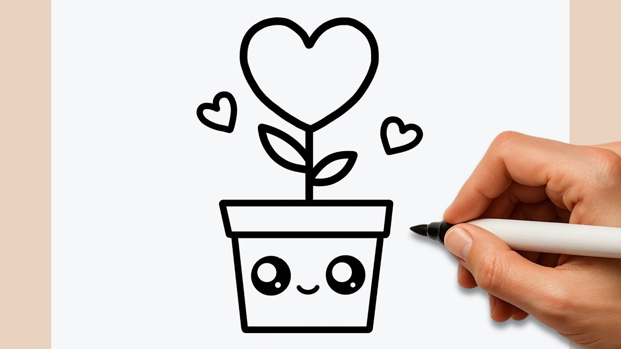 How to Draw a Cute Heart Plant Step by Step | Easy Drawing for Kids ...