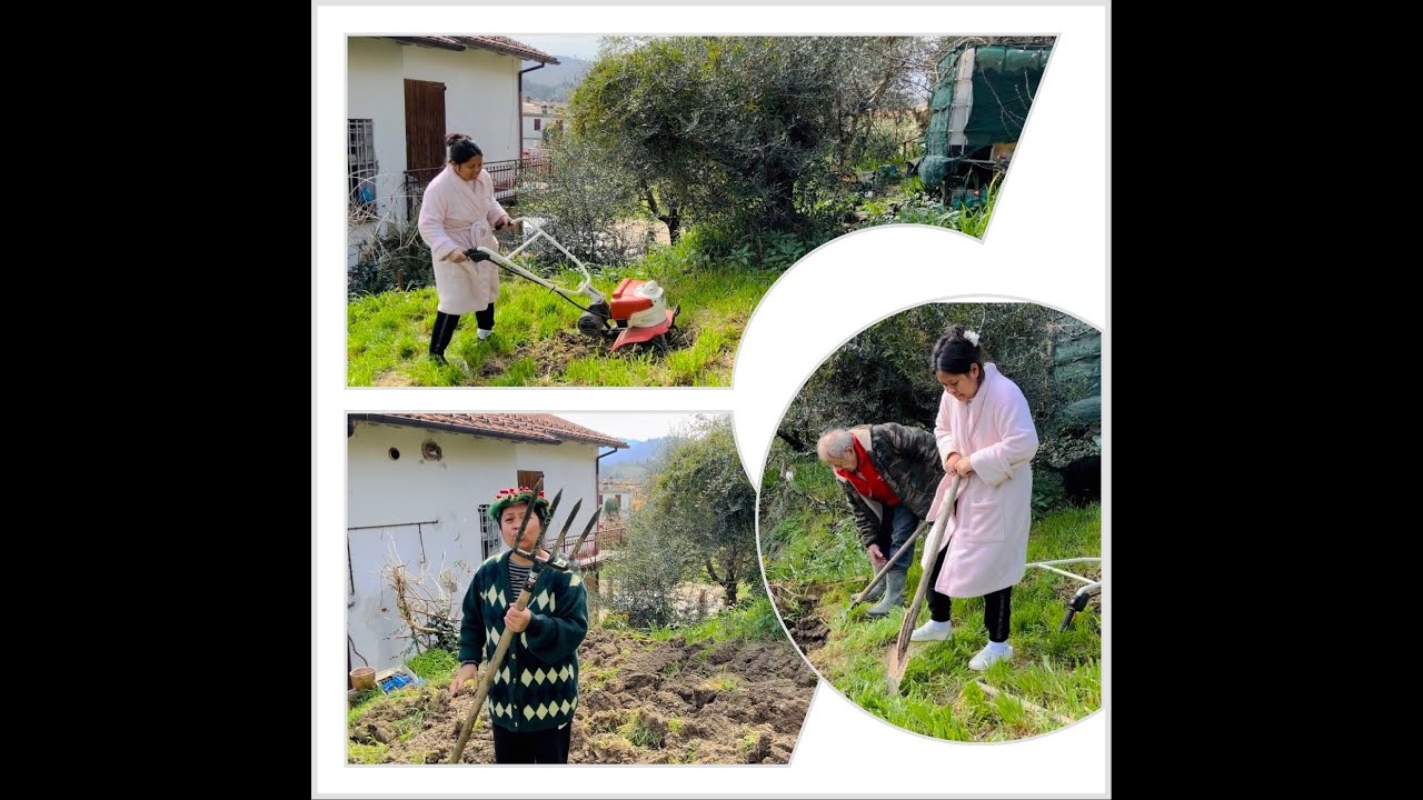 Manual farming and hand tructor to cultivate the soil - YouTube