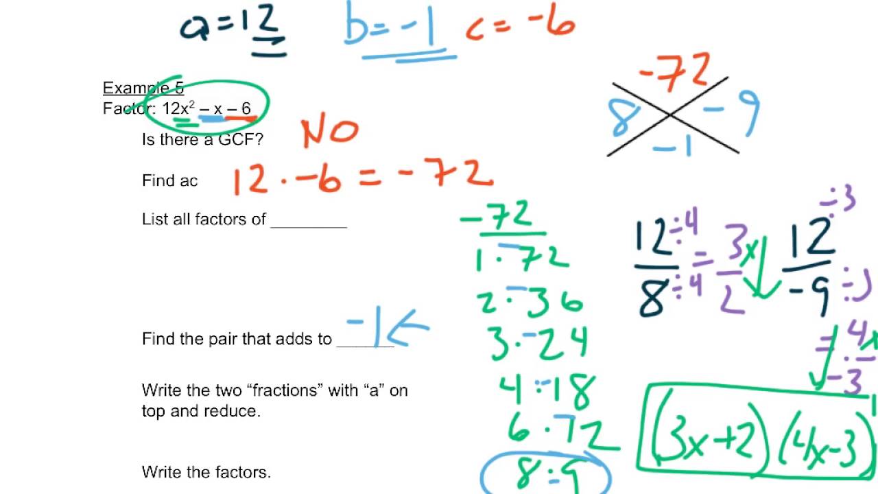 Rules Factoring Trinomials