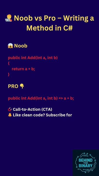 🚀 Noob vs Pro – Writing a Method in C#csharp - YouTube