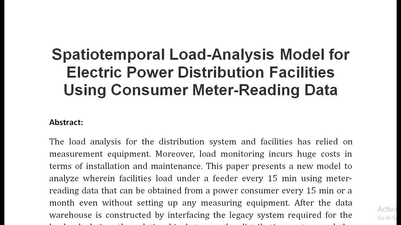 Spatiotemporal Load Analysis Model For Electric Power Distribution Facilities Using Consumer