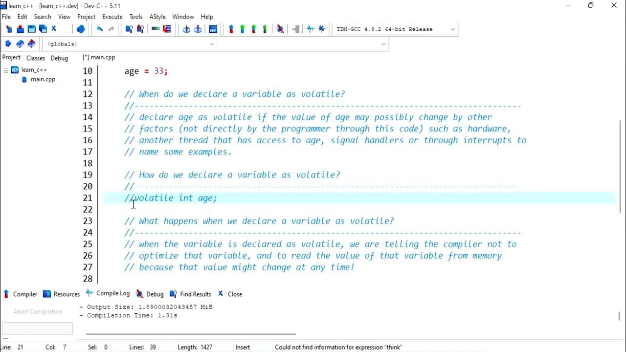 C++ 33: What does it mean to declare a variable as volatile? - YouTube