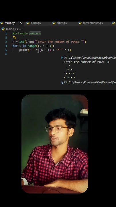 learn programming triangular pattern in python tamil - YouTube