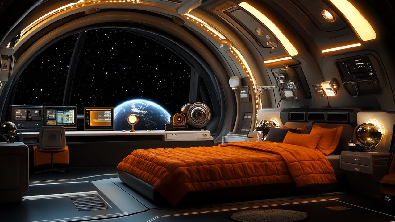 Good Night 🛸Brown Noise |Spaceship bedroom | Comfortable Space for Deep ...