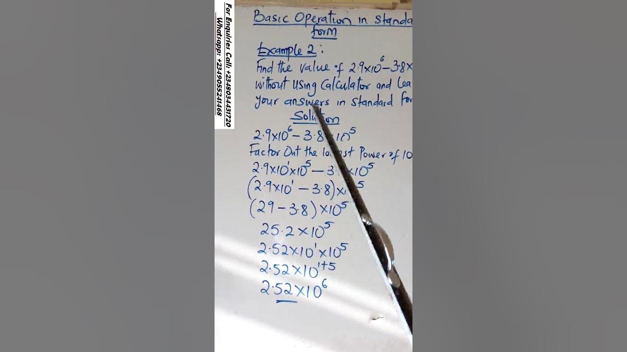 Standard Form: Addition And Subtraction Of Numbers In Standard Form ...