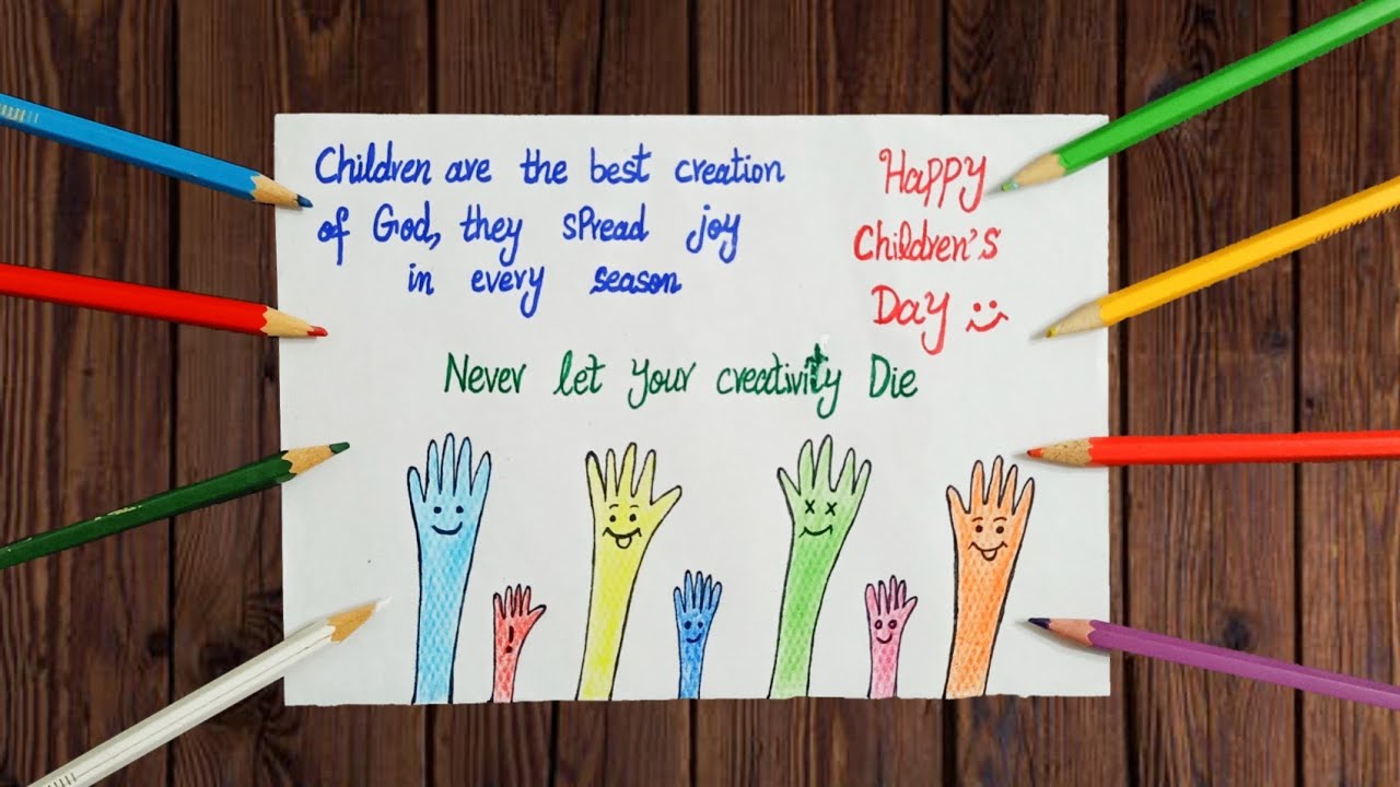 Children's day Easy Chart idea for Classroom ||How to draw Children's ...