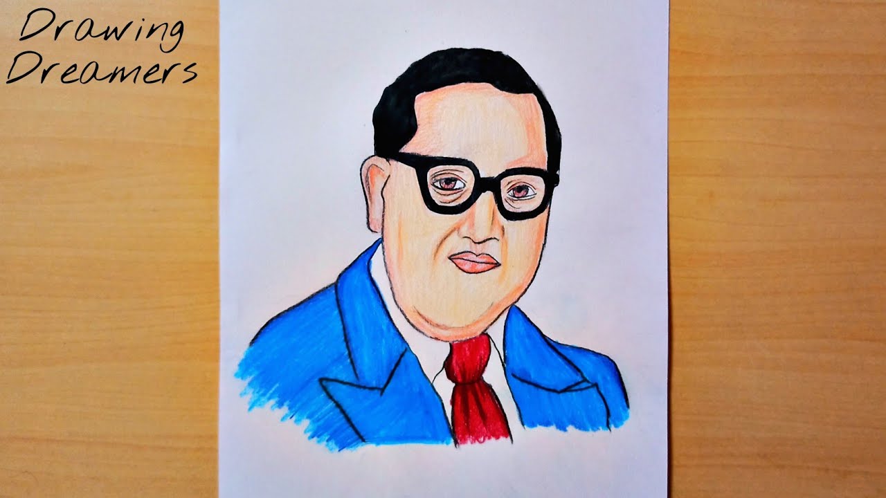 How to Draw Dr. BR Ambedkar step by step || Color Drawing - YouTube