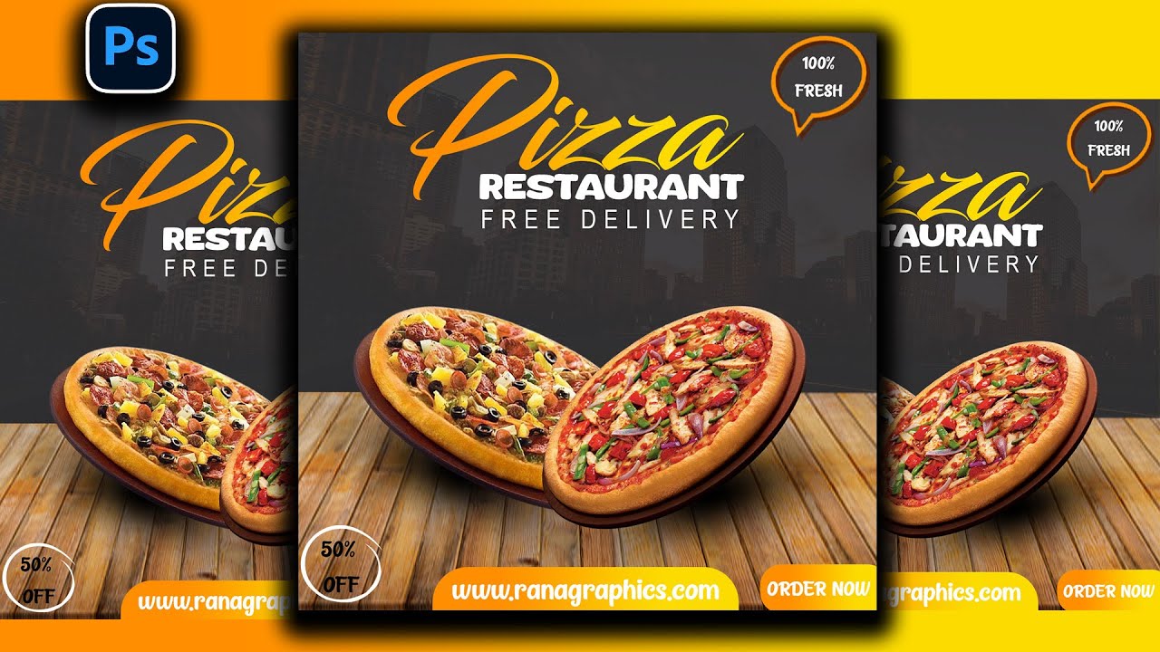 Poster Design in Photoshop | How to Make Fast Food Pizza Restaurant ...
