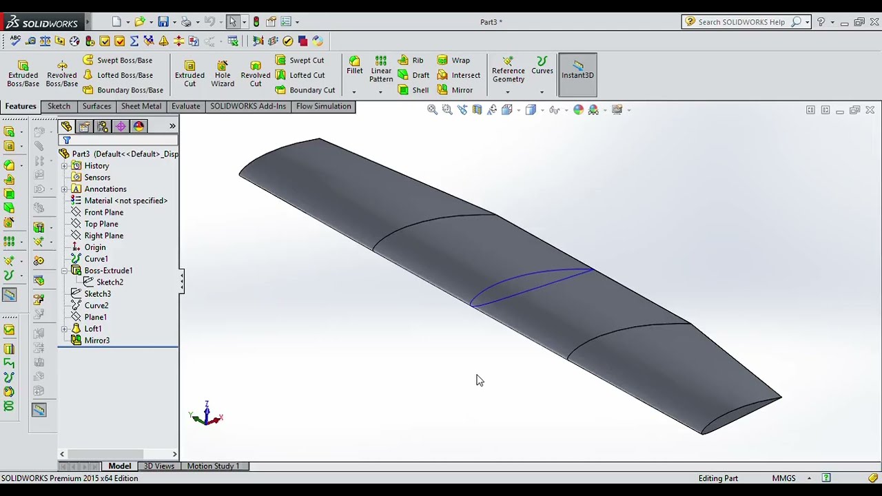 Solidworks | Wing design with twist - YouTube