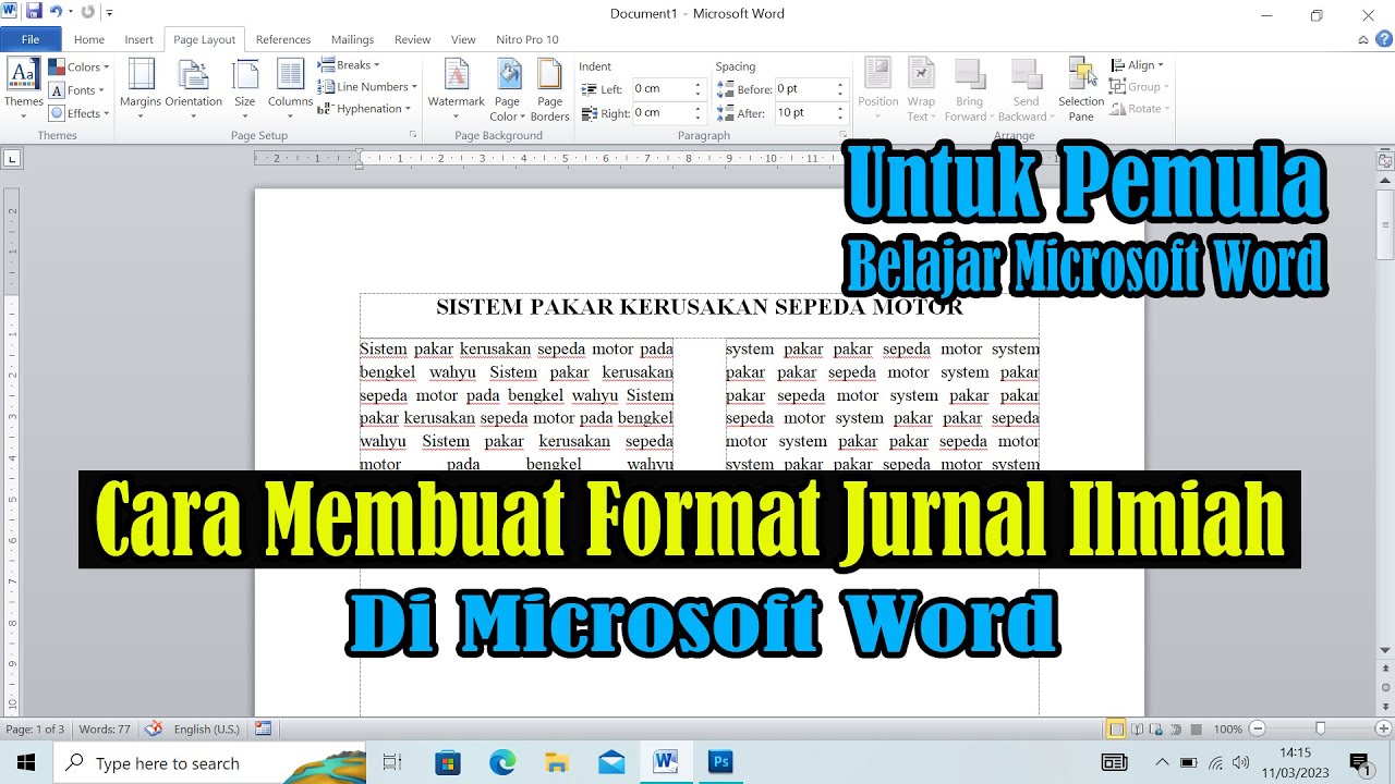CARA MEMBUAT FORMAT JURNAL PENELITIAN | MS. WORD - YouTube