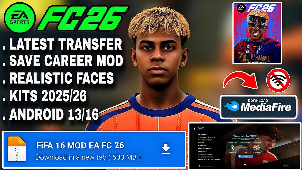 UPDATE 2025! FIFA 16 MOD EA FC 26 Android Offline | Can Career Mode ...