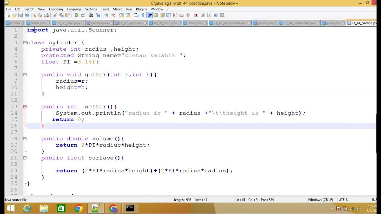 volume and area of surface in cylinder using Java - YouTube