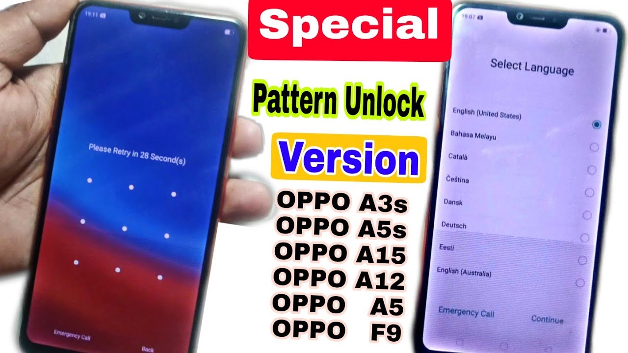 Oppo A3s A5s A15 A12 A5 F9 Hard Reset Password Unlock Without