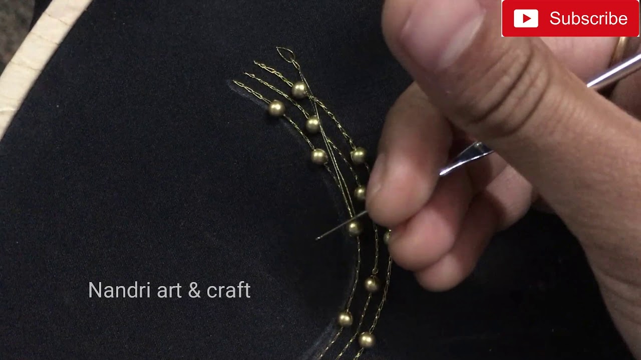 Tutorial 10 basic aari chain stitch neck embriodary | aari for beginners - YouTube