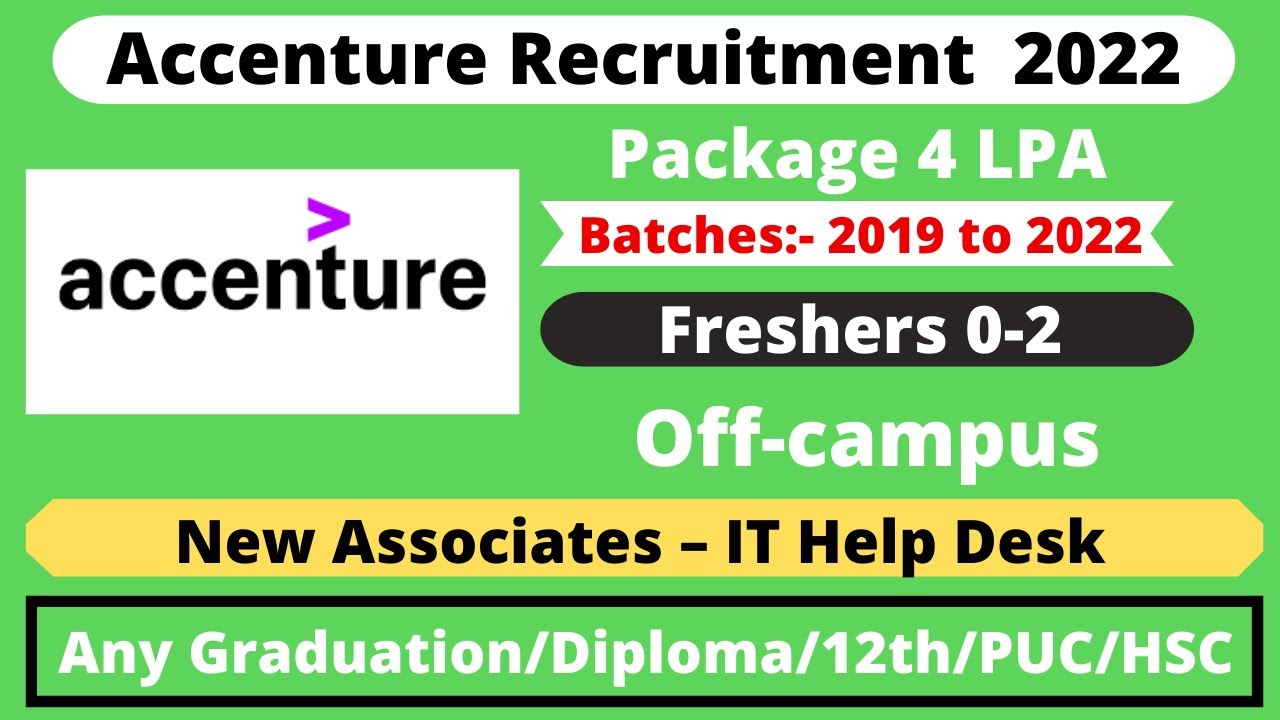 Accenture recruitment 2022 | 12th pass job | Diploma Pass Jobs ...