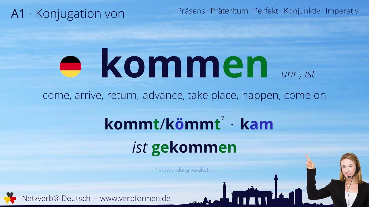 Konjugation Verb „kommen“ (unr., ist) - alle Zeitformen, Lernvideo ...