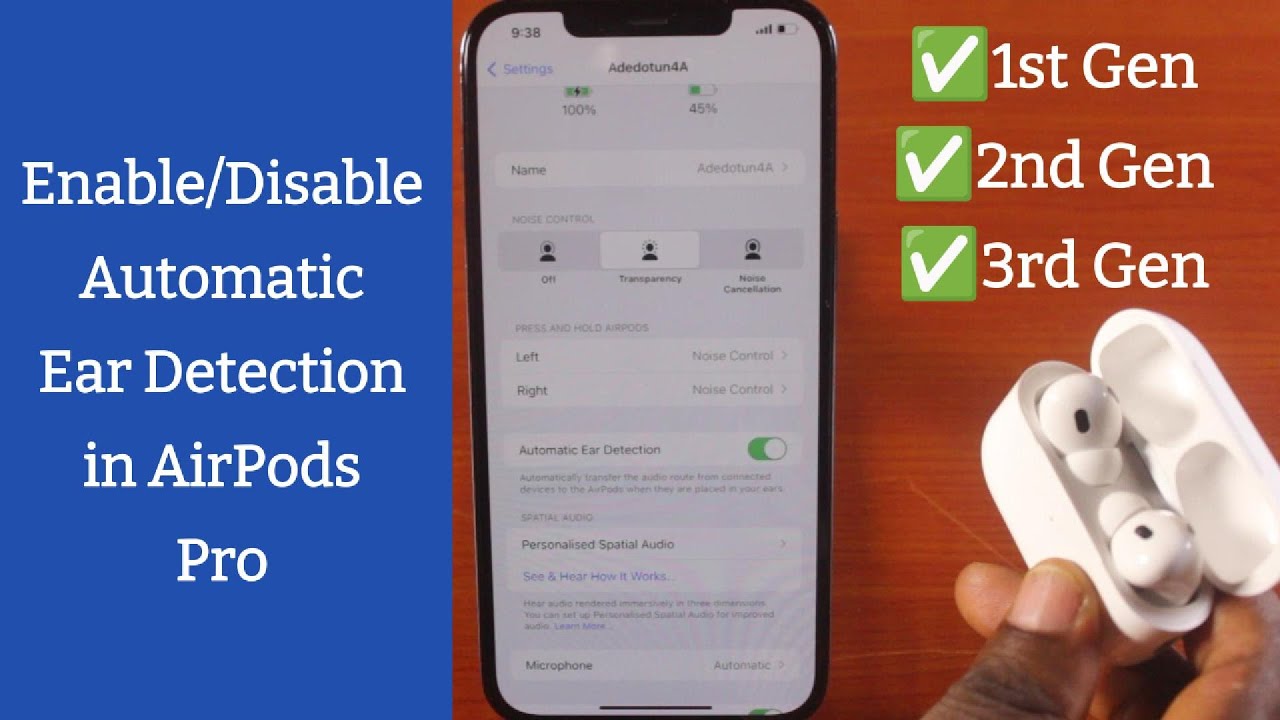 How to Enable or Disable Automatic Ear Detection in AirPods Pro - YouTube