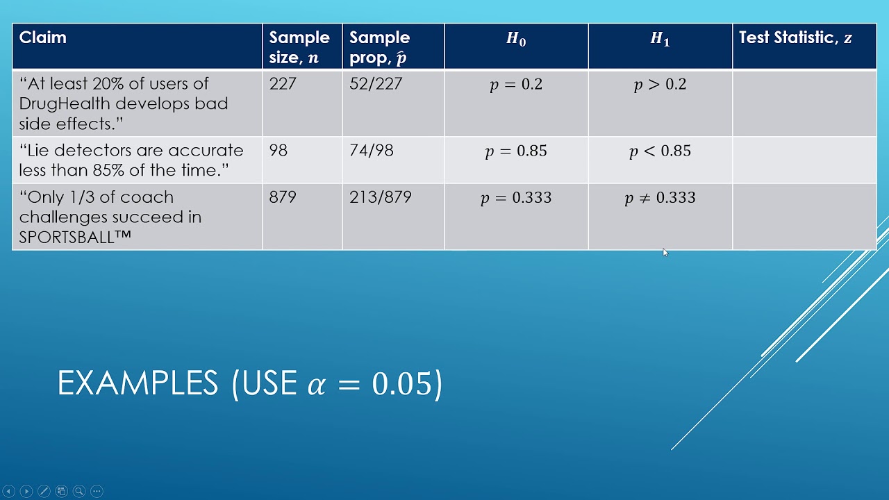 1530 8.2B - Calculating Test Statistics - YouTube