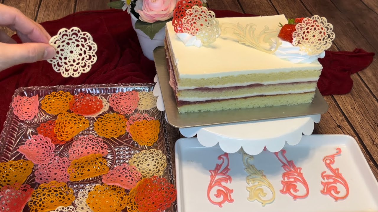 How to make a tuile flower to decorate cakes and sweets طريقة عمل زهرة ...