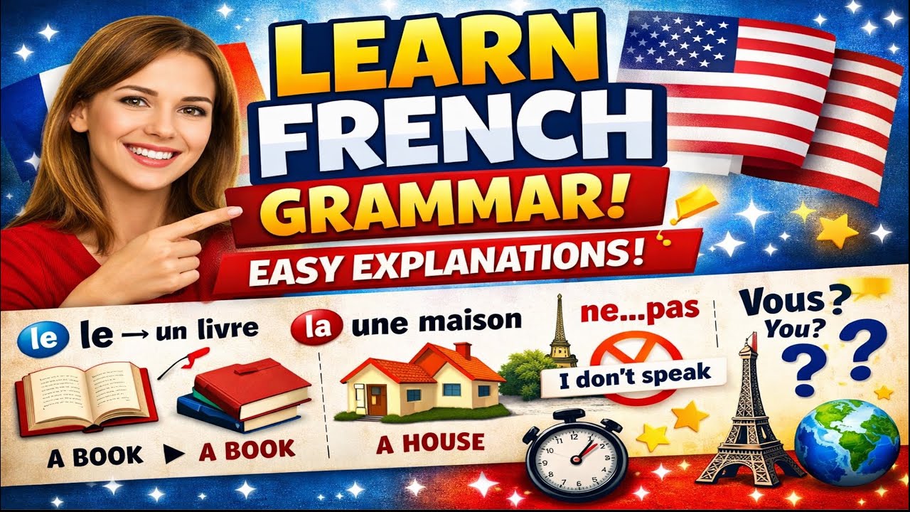 🇫🇷🇺🇸 🏡🗼👩‍🏫📙Learn French Grammar the Easy Way in TEN minutes ! 📙👩‍🏫🗼🏡🇫🇷 ...