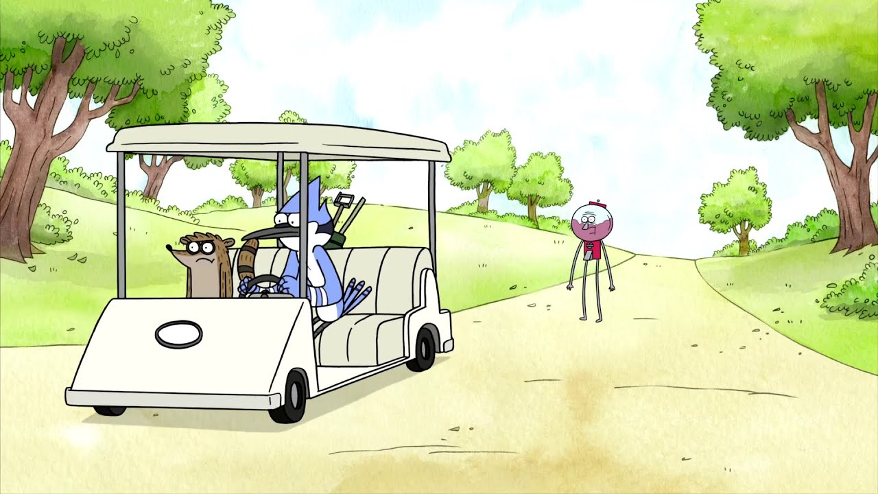 Regular Show - Mordecai And Rigby Push Benson Off The Cart - YouTube