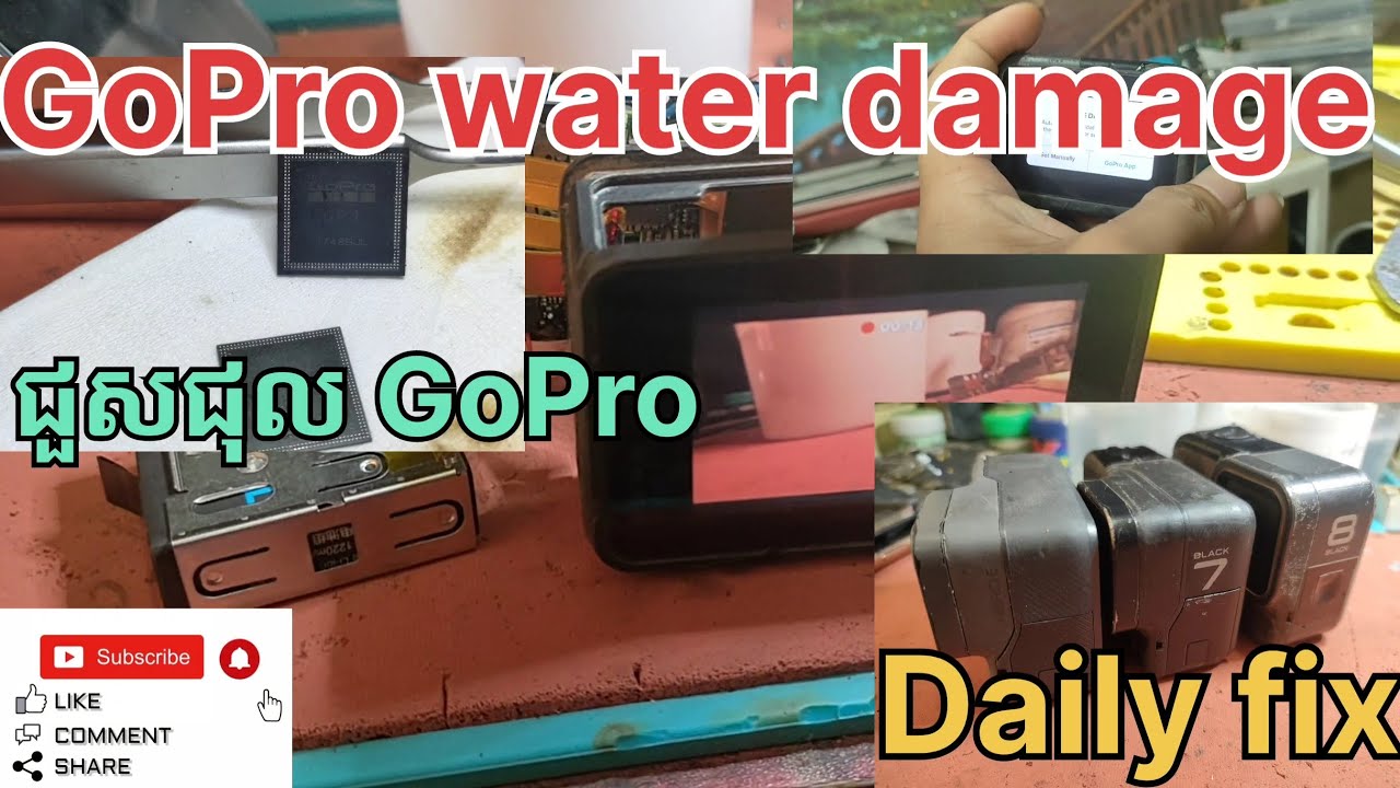 GoPro hero7 and hero8 water damage. ការជួសជុលកាមេរ៉ា GoPro ចូលទឹក ...