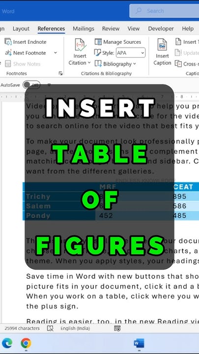 How to insert Table of Figures in MS Word #msword #msoffice #document ...