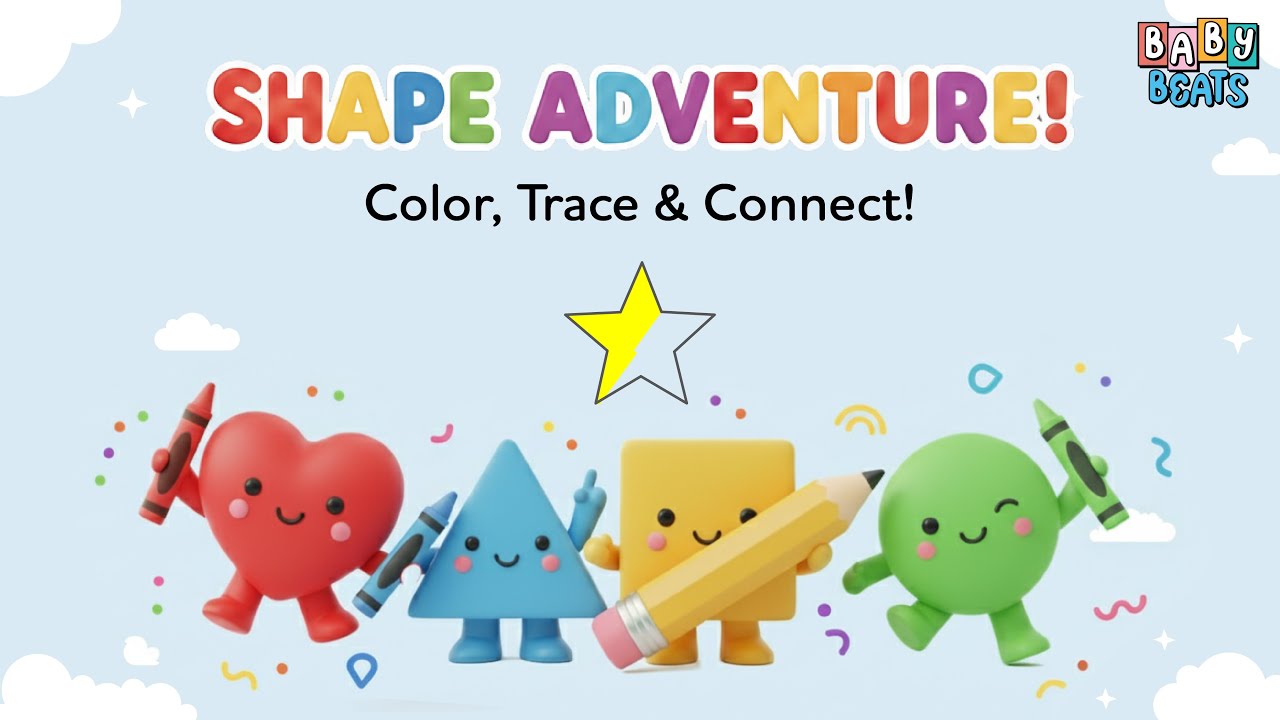 🎨 Learn Shapes - Color, Trace & Connect |🔷 ️🔺💎⬜⚪⭐🥚| Kids learning ...