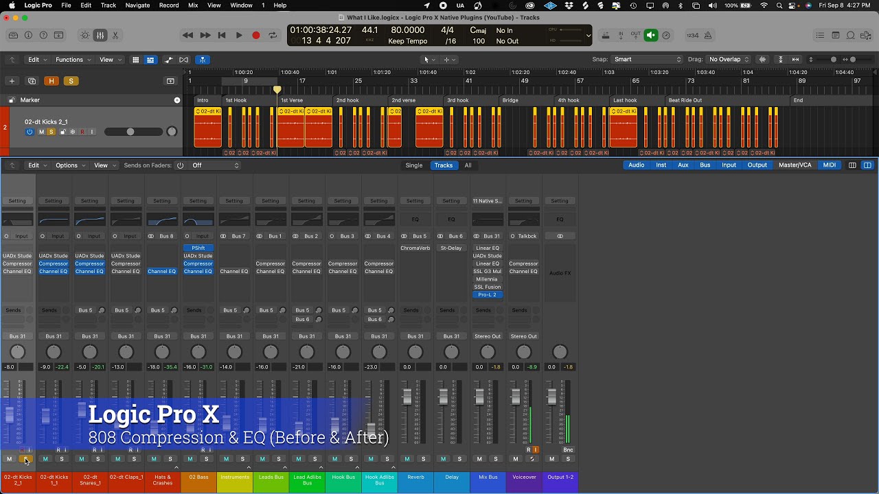 Logic Pro X - 808 & Claps Compression & EQ (Before & After) - YouTube