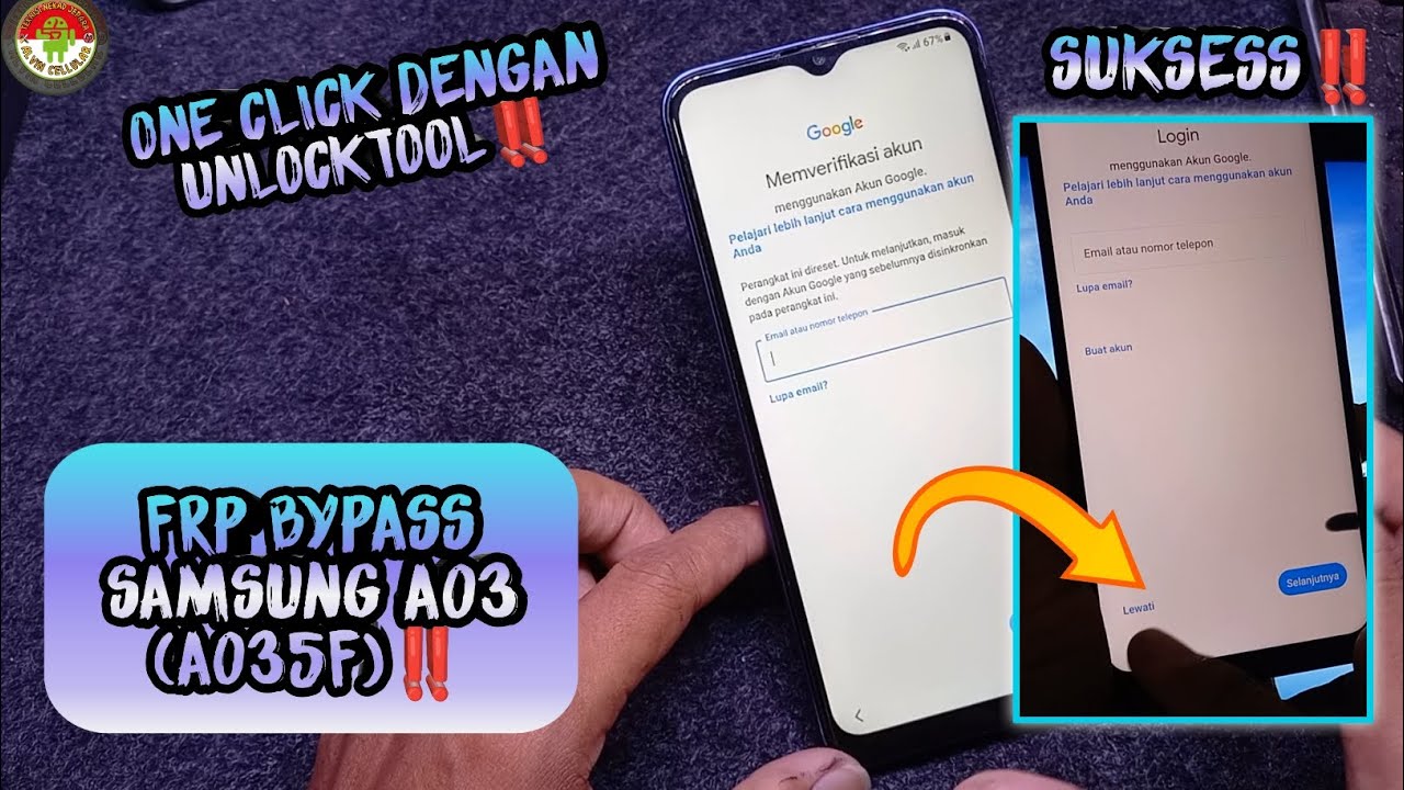 FRP BYPASS SAMSUNG A03 (A035f),ONE CLICK DENGAN UNLOCKTOOL ‼️ - YouTube