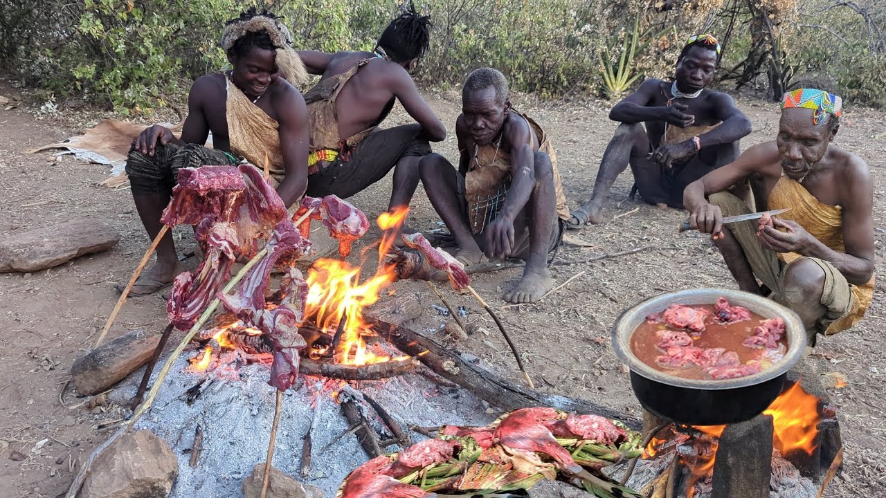 See How hadza tribe Hunt Cooking Night Dinner. - YouTube