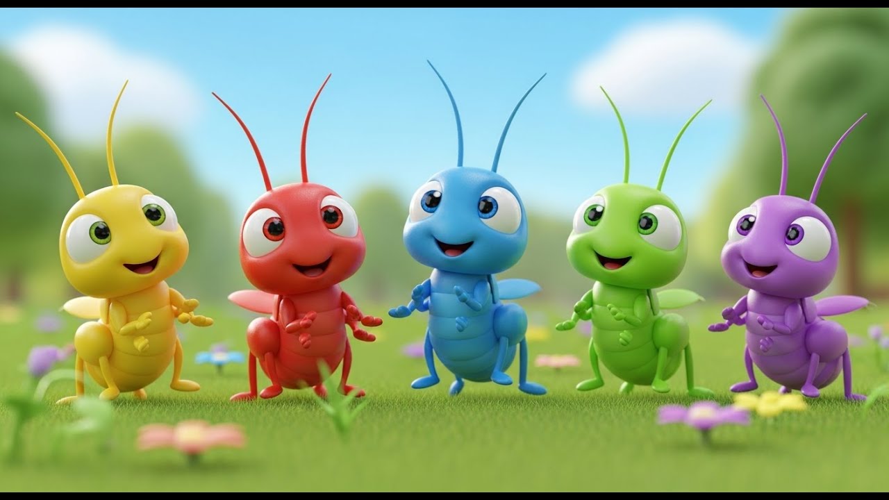 Cinco pequeños Grillos Saltan y Cantan Chirp Chirp | Rimas de Insectos ...