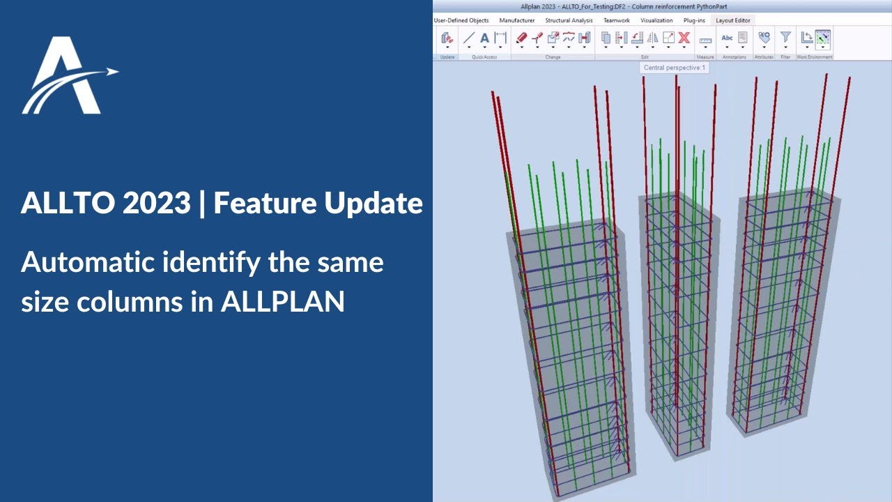 ALLTO 2023 | Feature Update | Automatic identify the same size columns in Allplan - YouTube