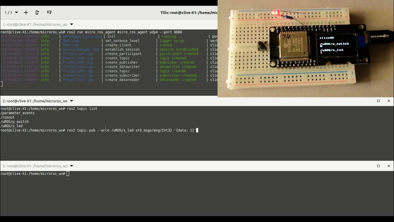 microROS on an ESP32 connected to ROS2 (Humble) - YouTube