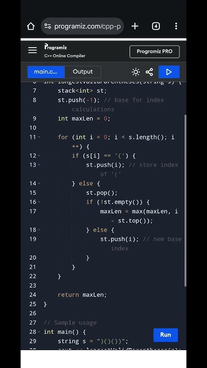 Longest Valid Parentheses Substring | Stack Based C++ Solution | DSA Interview Problem - YouTube