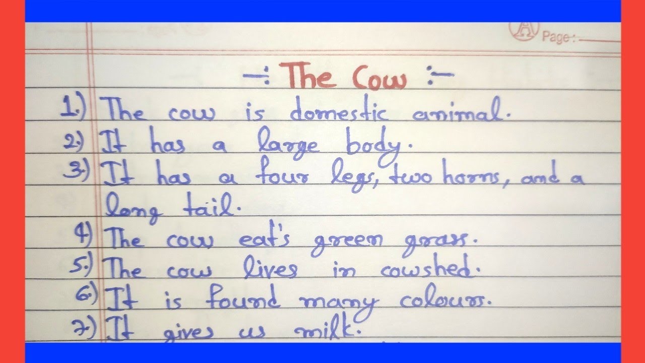 The Cow - 10 Easy lines on the cow in English | गाय पर लेख | Cow par ...