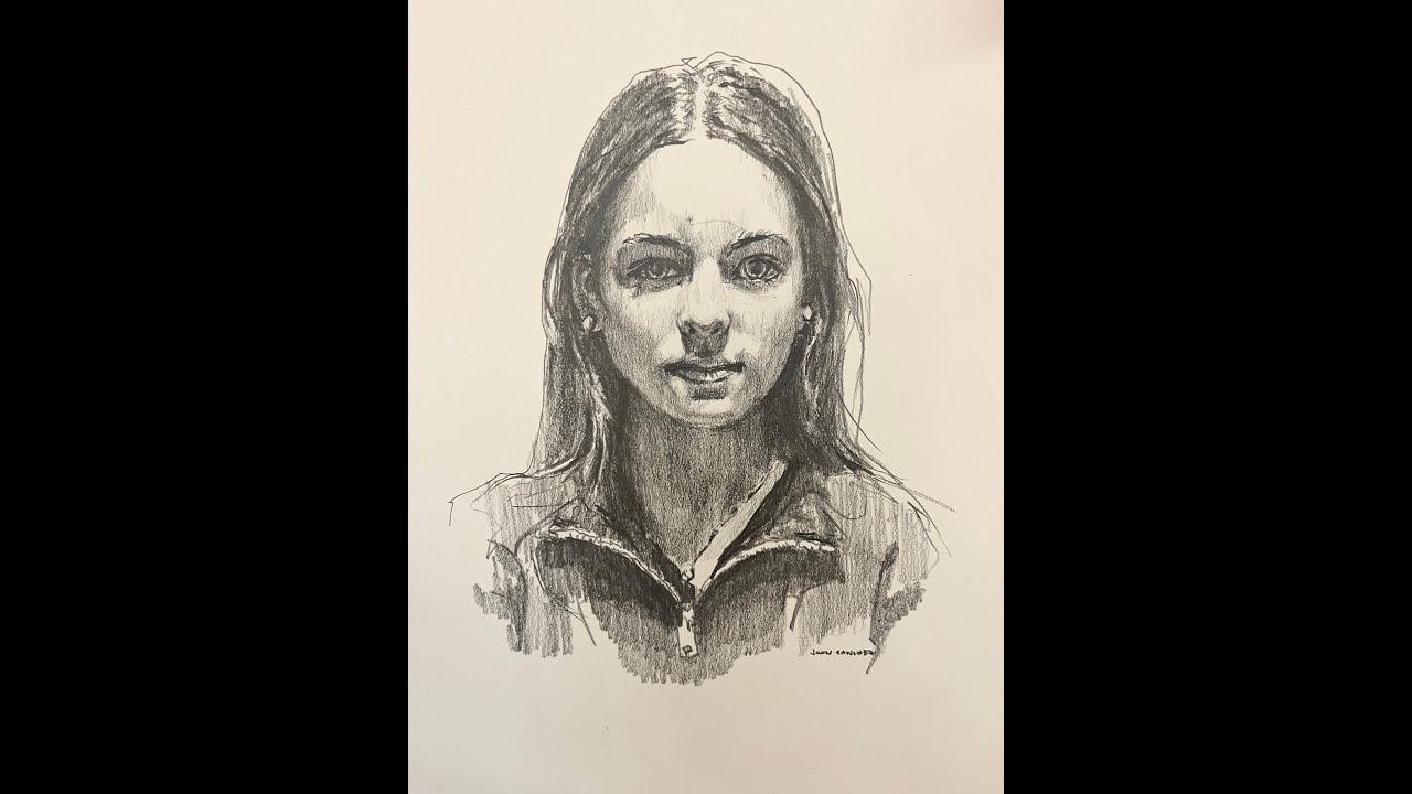 one line (ish) drawing of young girl - YouTube