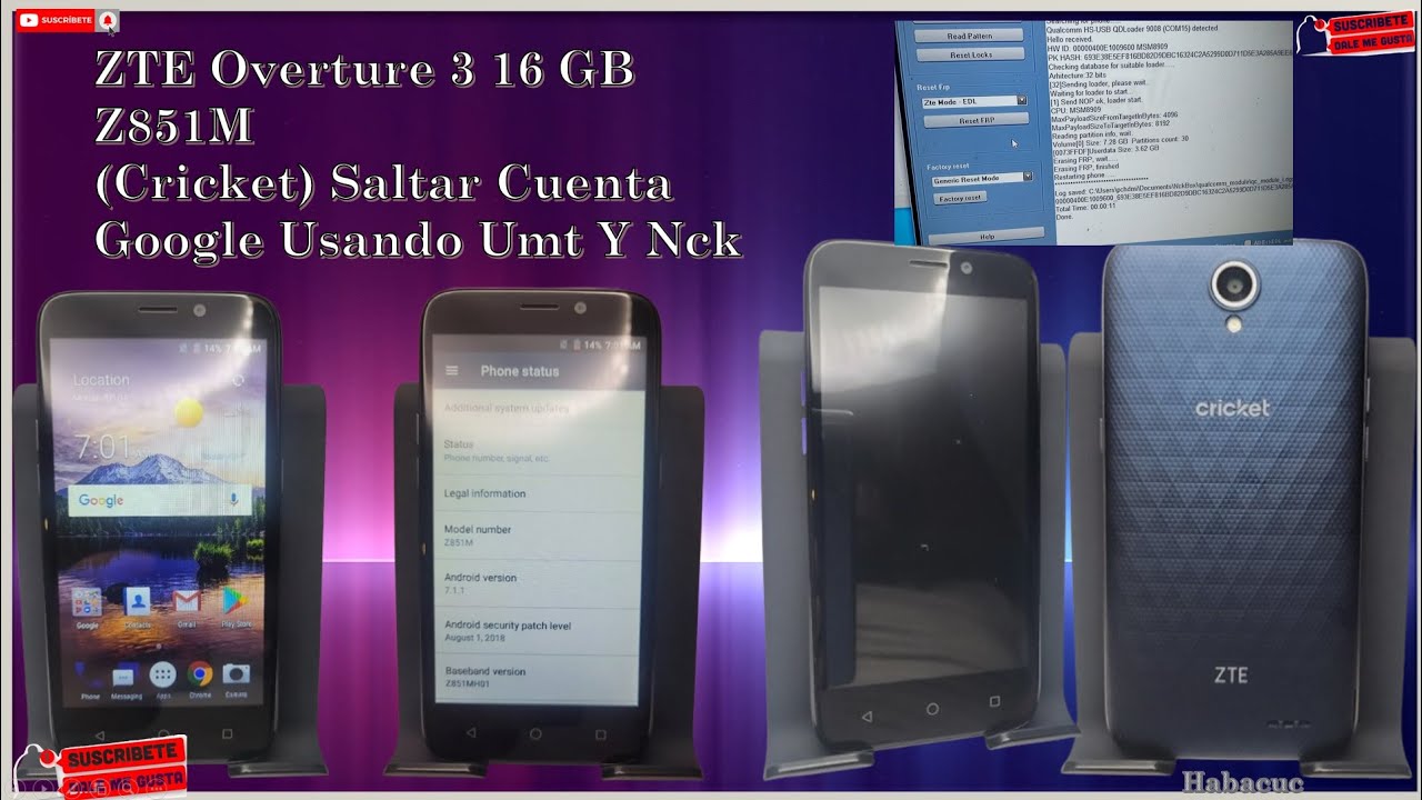 ZTE Overture 3 16 GB Z851M (Cricket) Saltar Cuenta Google Usando Umt Y ...